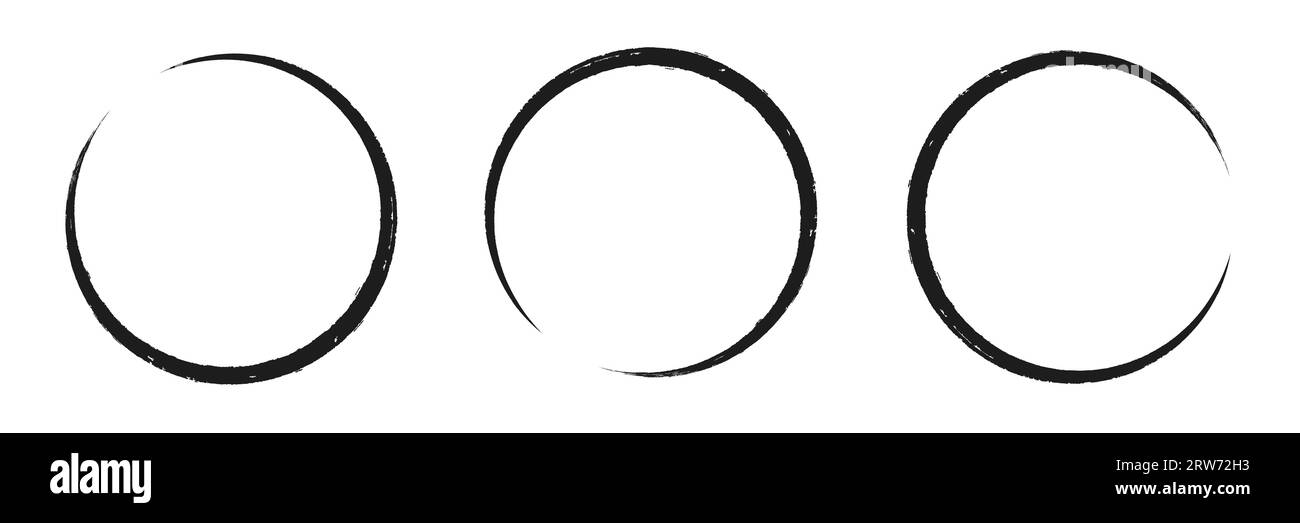 Collection hand drawn round shape. Sketch of circular doodles with a ...