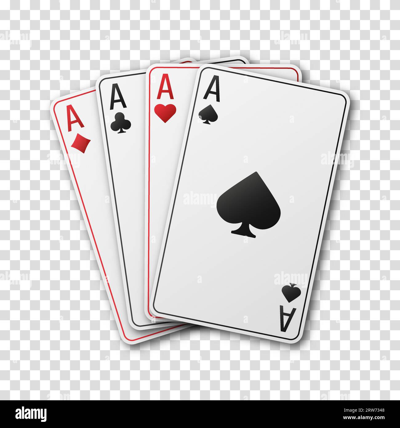 Hand fanned of playing cards. Ace of Spades, Diamonds, Clubs, Hearts ...