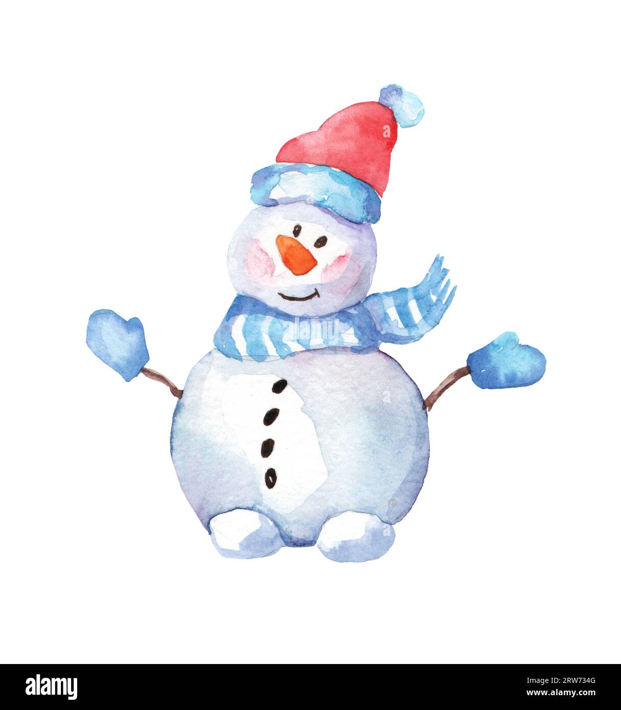 Watercolor merry christmas set of character snowmans illustration ...