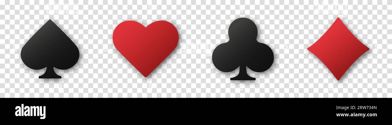 Glossy playing card suit symbols. Vector illustration card signs on ...