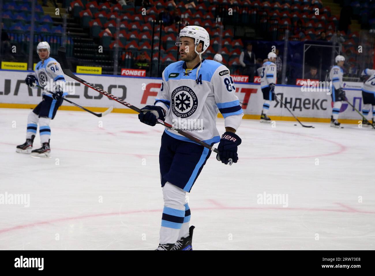 Sibir Hockey Club player, Taylor Beck (85) seen in action during the ...