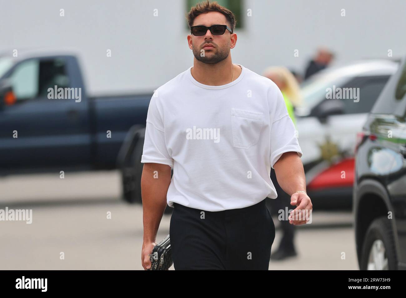 Buffalo Bills' Matt Milano arrives before an NFL football game against ...