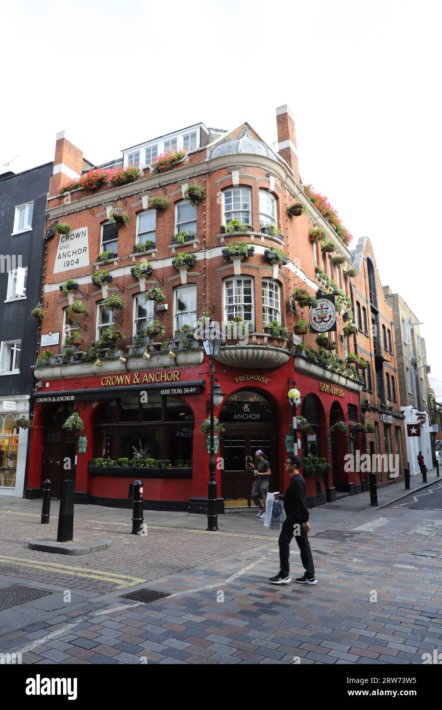 Exterior of Crown and Anchor pub Neal Street, London, UK September 2023 ...