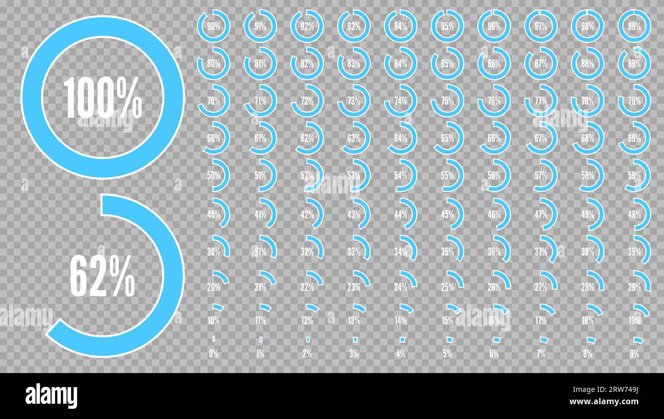 Percentage circle diagrams from 0 to 100. Set of icon for infographic ...
