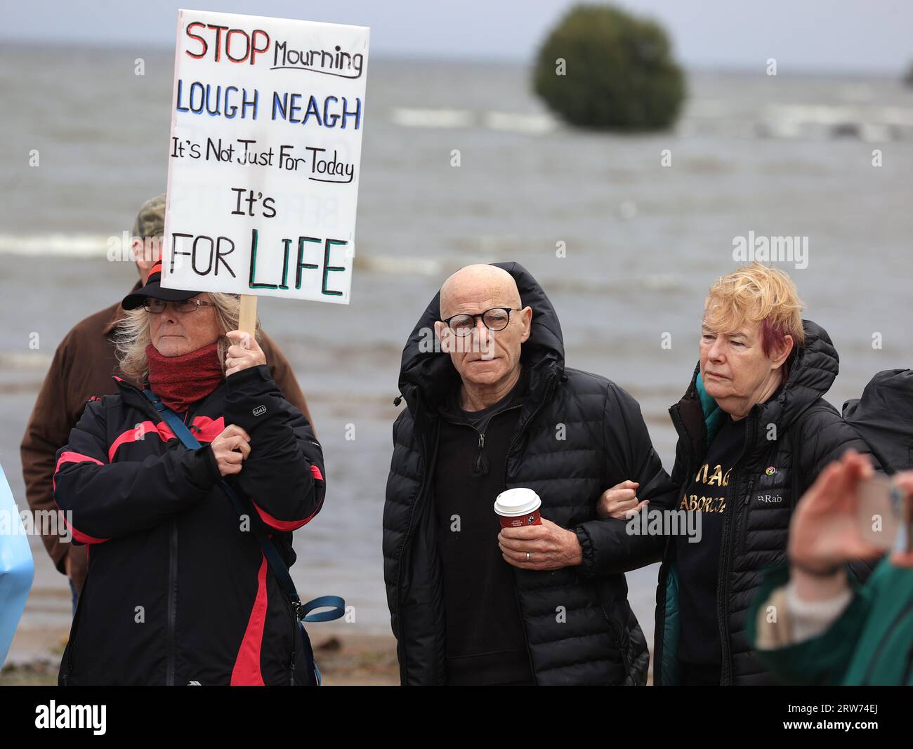 Political activist Eamonn McCann (centre) as environmental campaigners ...