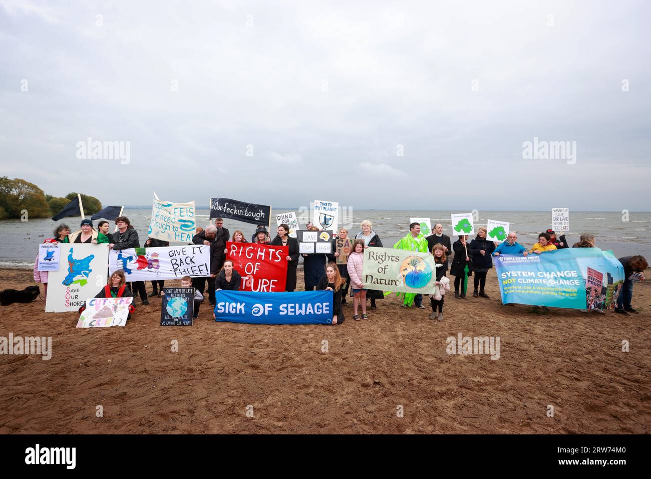 Environmental campaigners hold a "wake" at Ballyronan beach for Lough ...