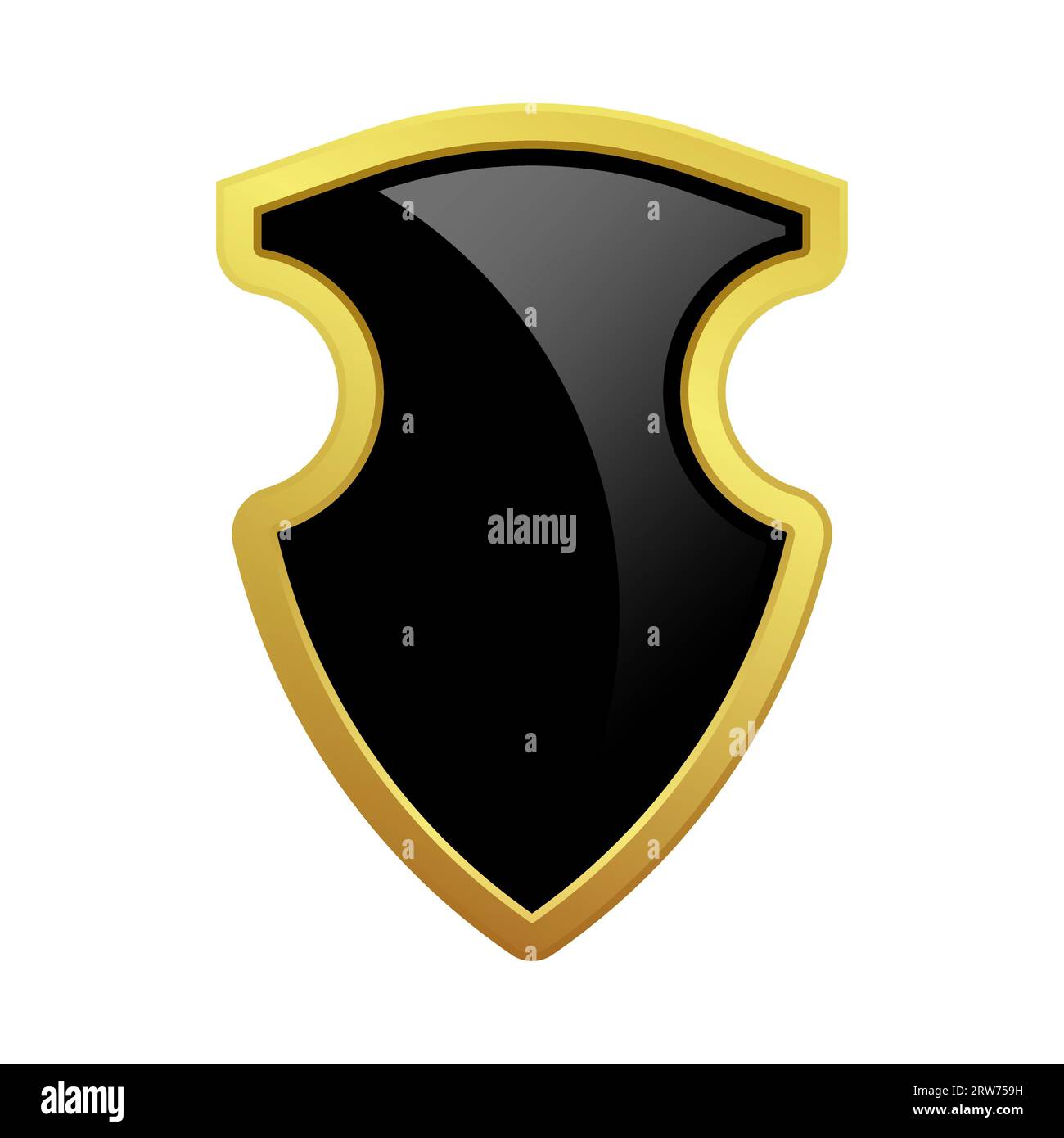 Black shield with glossy bright golden frame. VIP luxury logo design ...