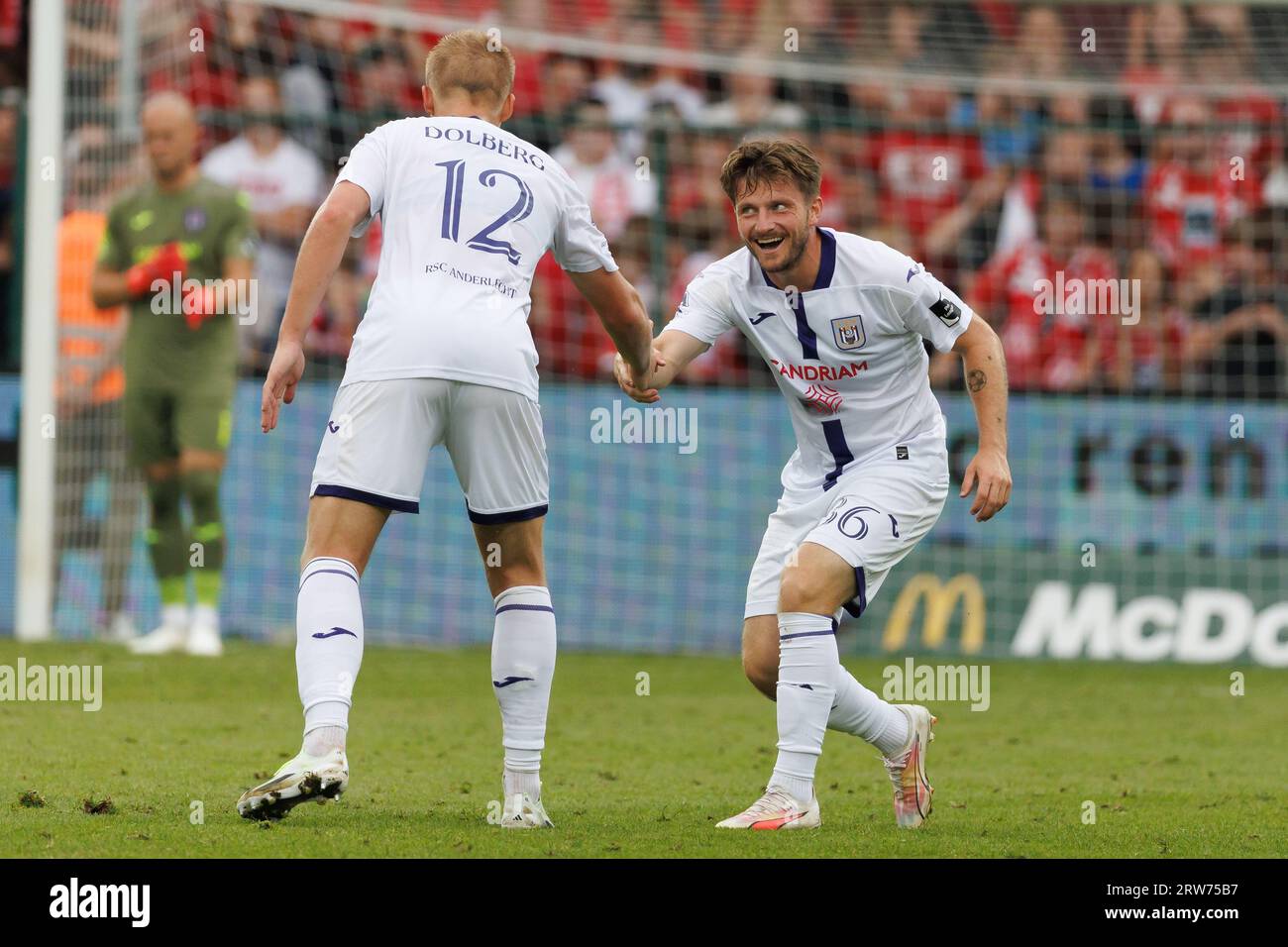 Anderlecht's Anders Dreyer celebrates after scoring during a soccer ...