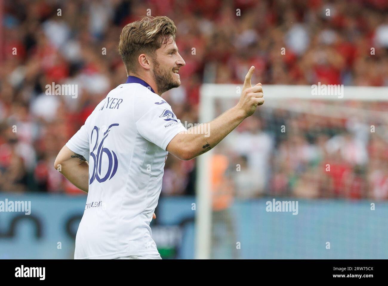 Anderlecht's Anders Dreyer celebrates after scoring during a soccer ...