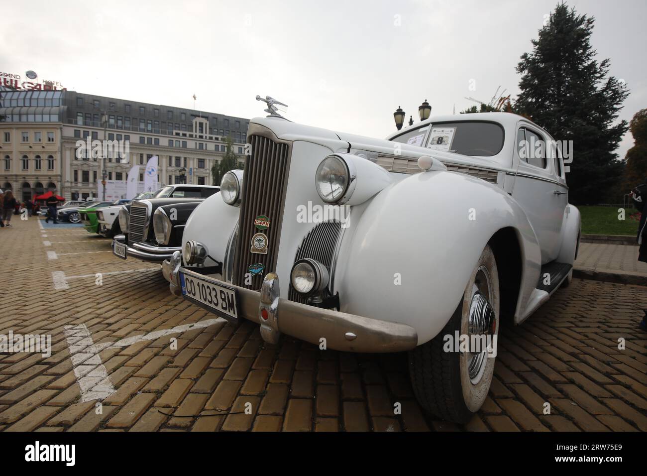 Autumn retro car salon in the center of the capital of Bulgaria, Sofia ...