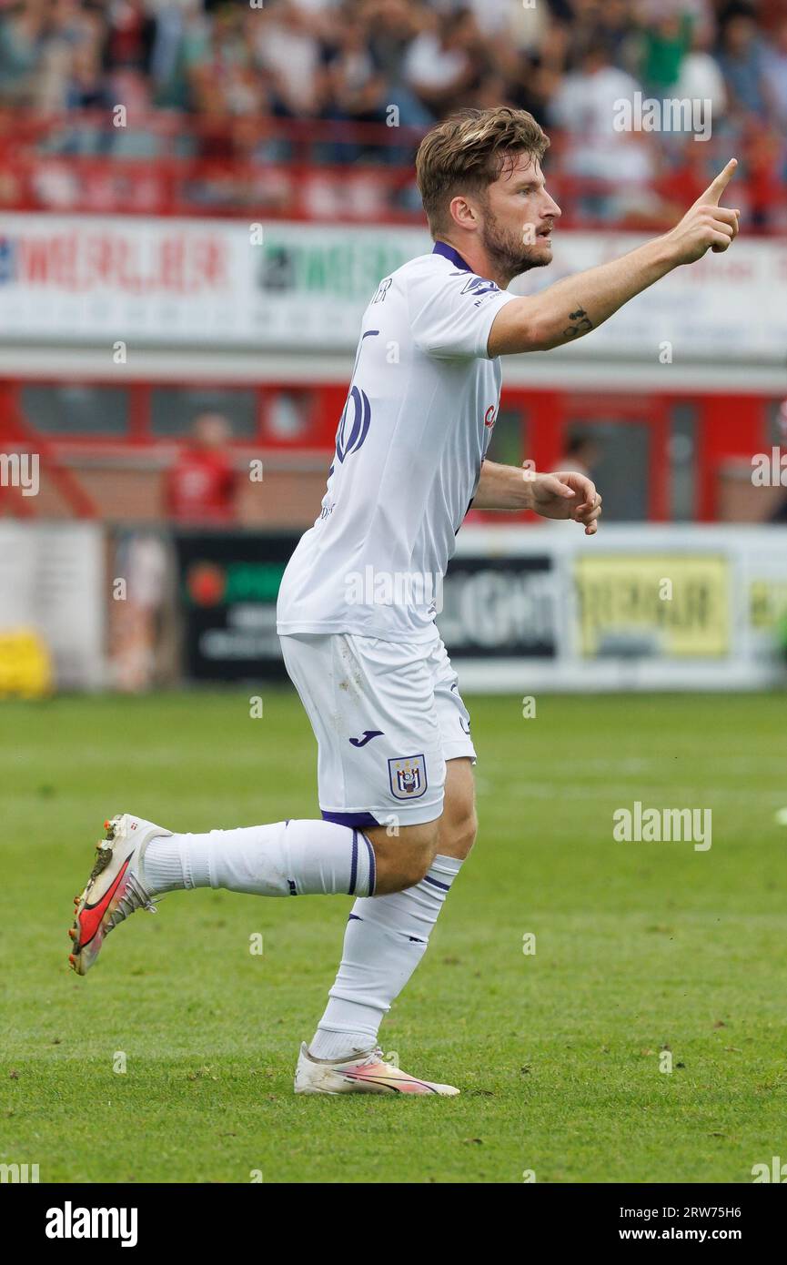 Kortrijk, Belgium. 17th Sep, 2023. Anderlecht's Anders Dreyer ...