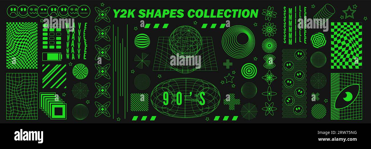 Abstract geometry wireframe shapes and patterns, cyberpunk elements ...