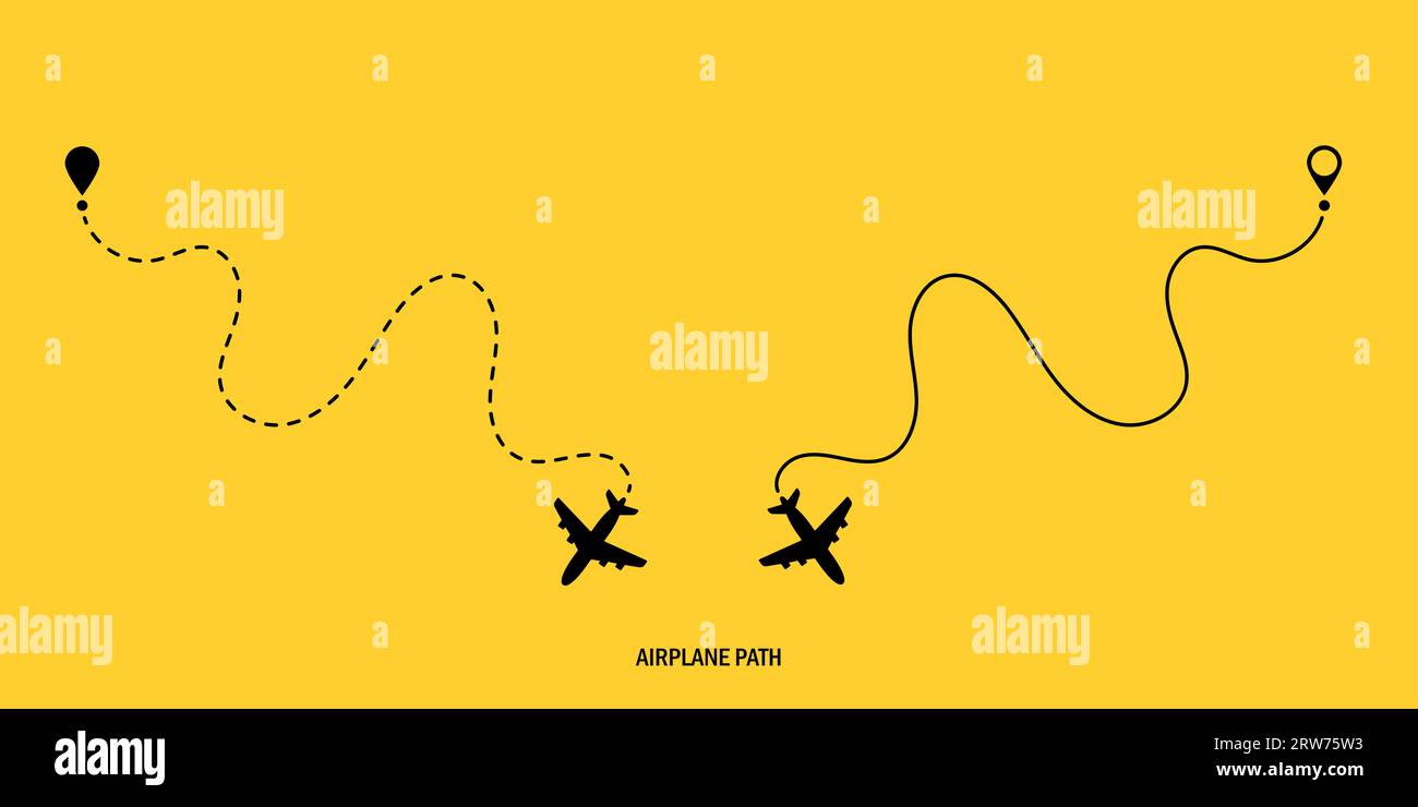 Travel concept. Dotted path airplane. Aircraft tracking. Airplane route ...