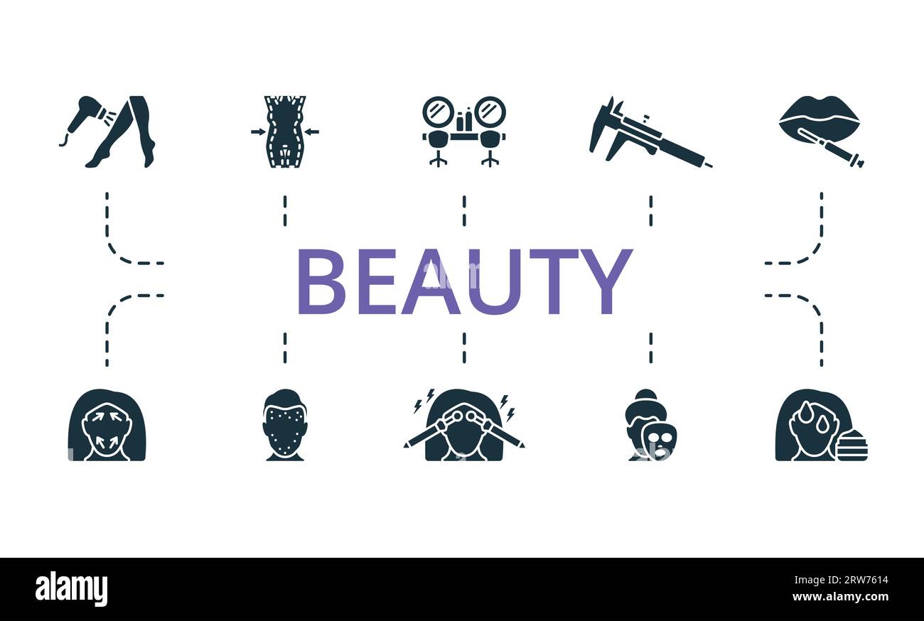 Beauty set. Creative icons: laser cosmetology, body correction, beauty ...