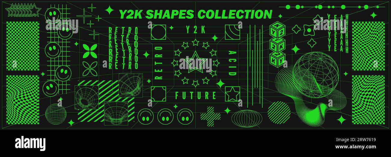 Abstract Geometry Wireframe Shapes And Patterns Cyberpunk Elements