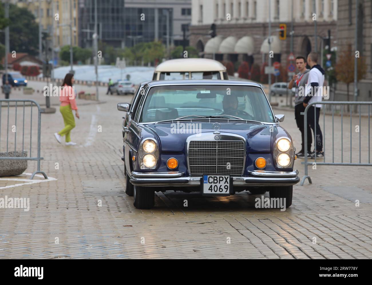 Autumn retro car salon in the center of the capital of Bulgaria, Sofia ...