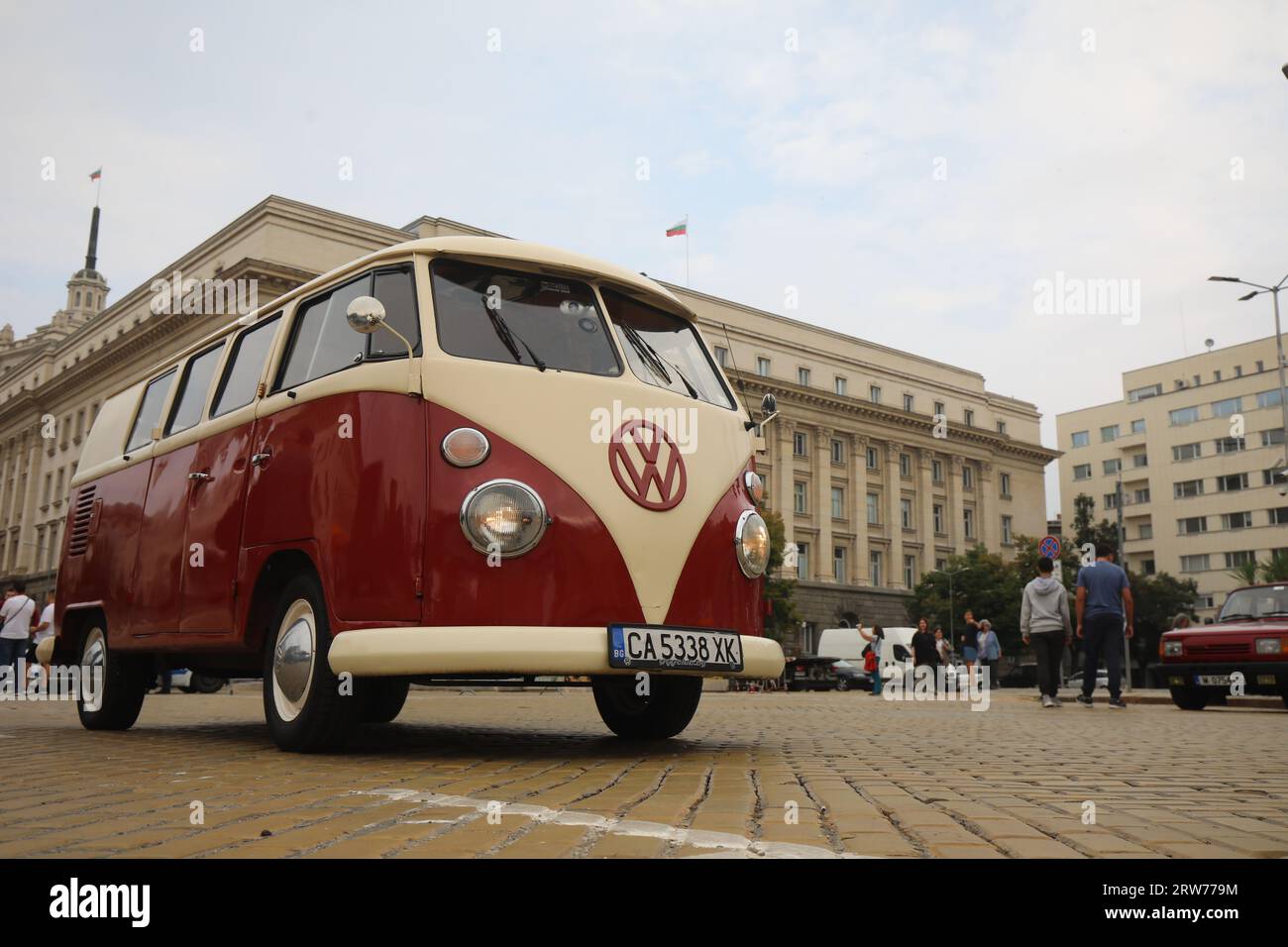 Autumn retro car salon in the center of the capital of Bulgaria, Sofia ...