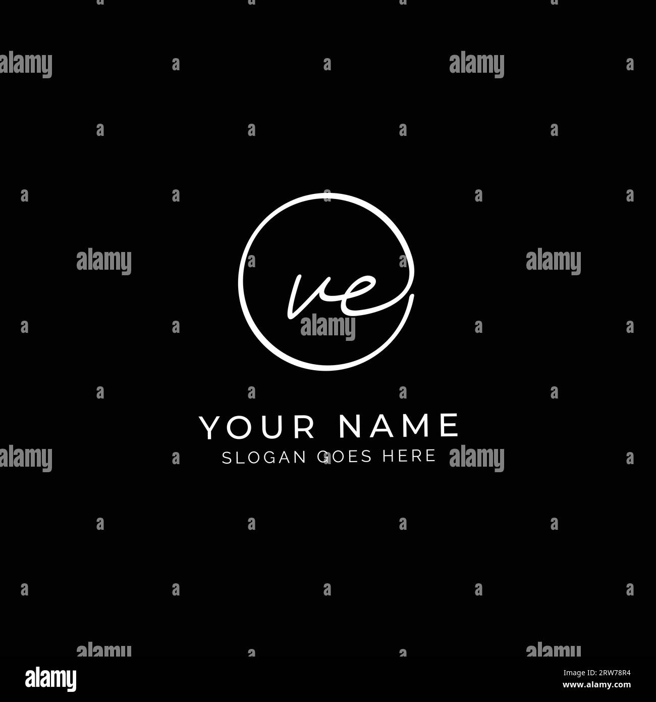 V, E, VE Initial letter handwritten and signature vector logo. Business template in round shape ...