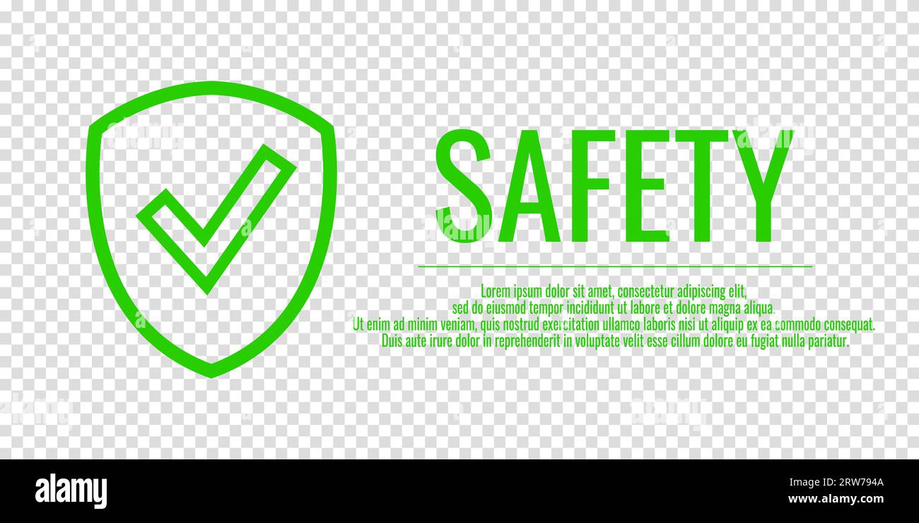 Safety banner with shield check. Vector illustration. Security concept ...