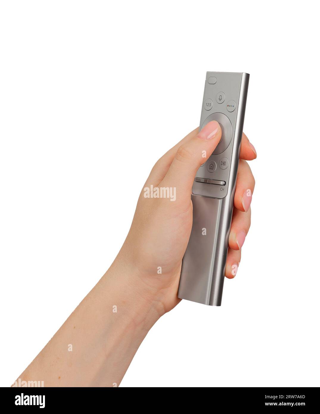 Using tv remote control Cut Out Stock Images & Pictures - Alamy