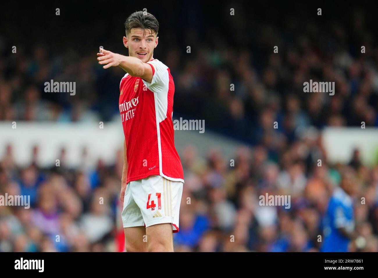 Arsenal's Declan Rice gestures during the English Premier League soccer ...