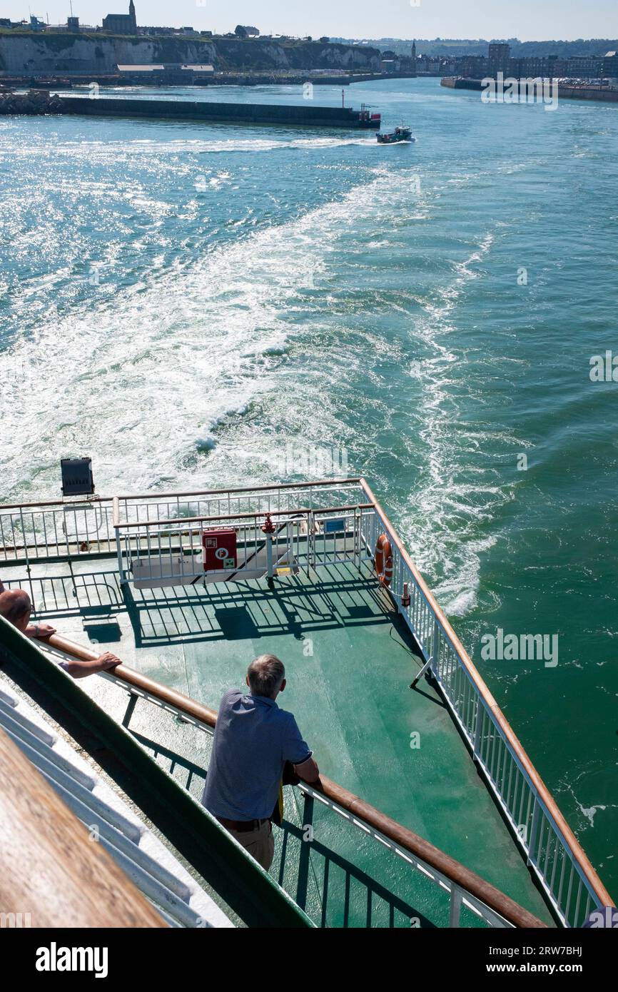 Travellers on the Seven Sisters ferry leaving Dieppe , Normandy Dieppe is a fishing port on the ...