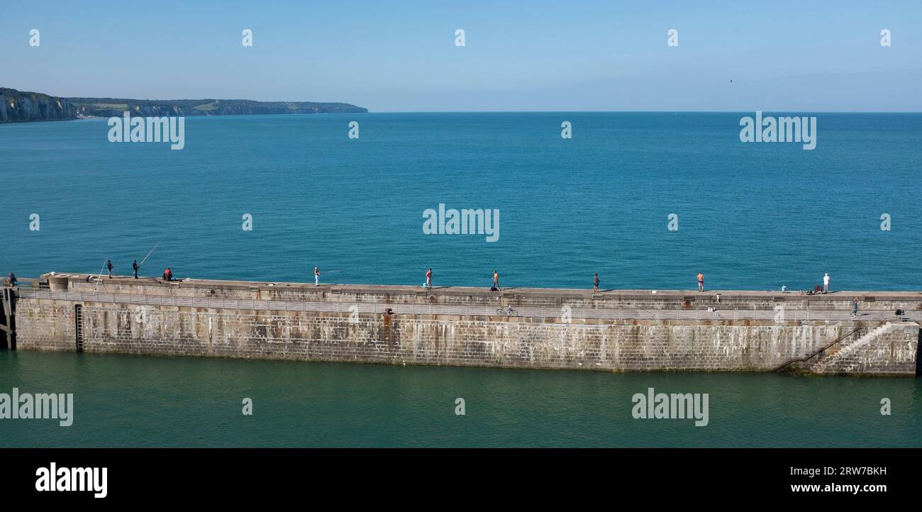 Fishing from the port harbour arm in Dieppe , Normandy Dieppe is a ...