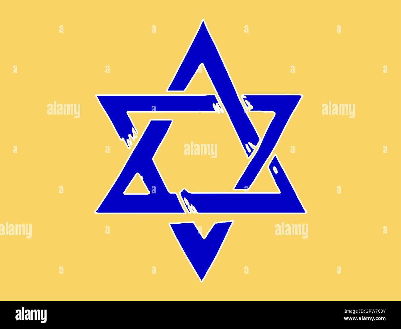 The star of David in blue over a yellow background Stock Photo - Alamy