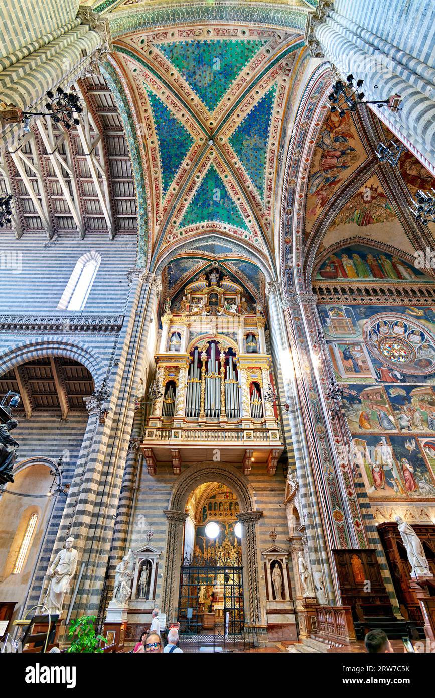 Orvieto Umbria Italy. The interior of the Cathedral. The organ pipe ...