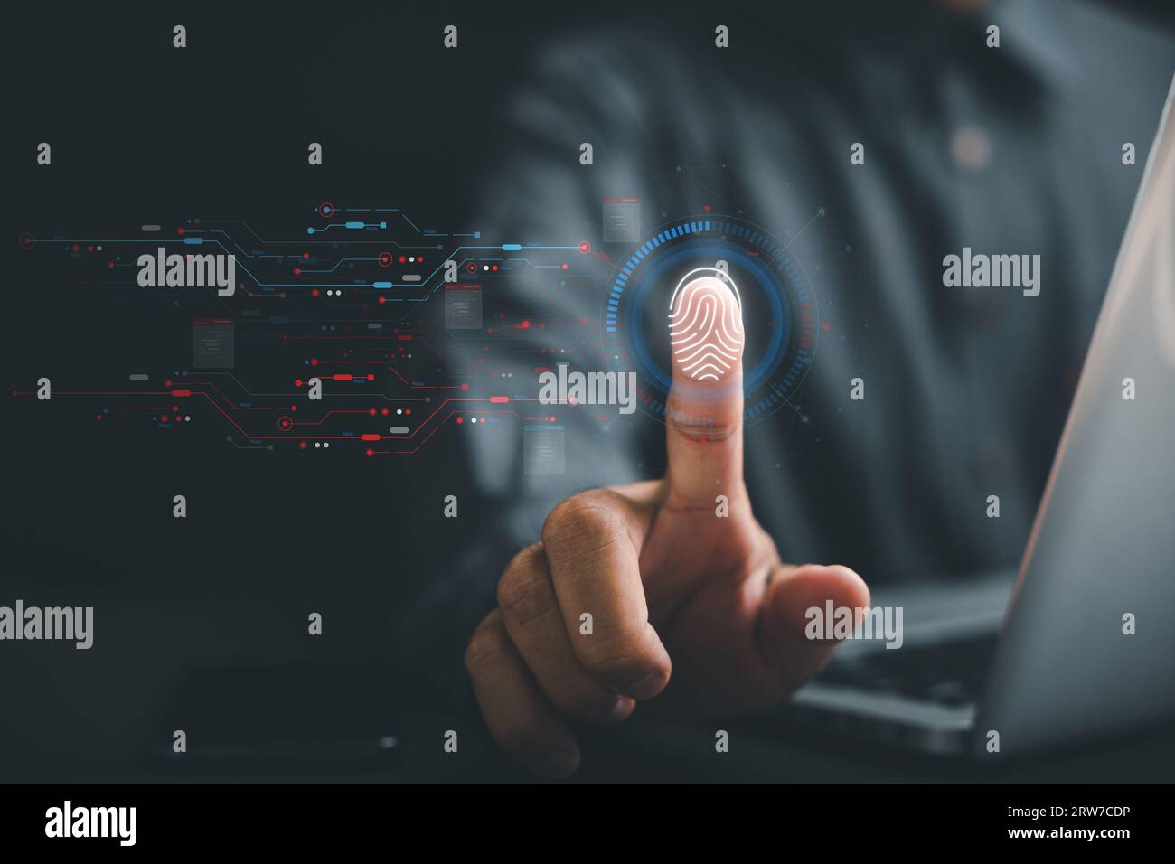 Futuristic Biometric Identification Fingerprint Scanner Providing Secure Access To Personal