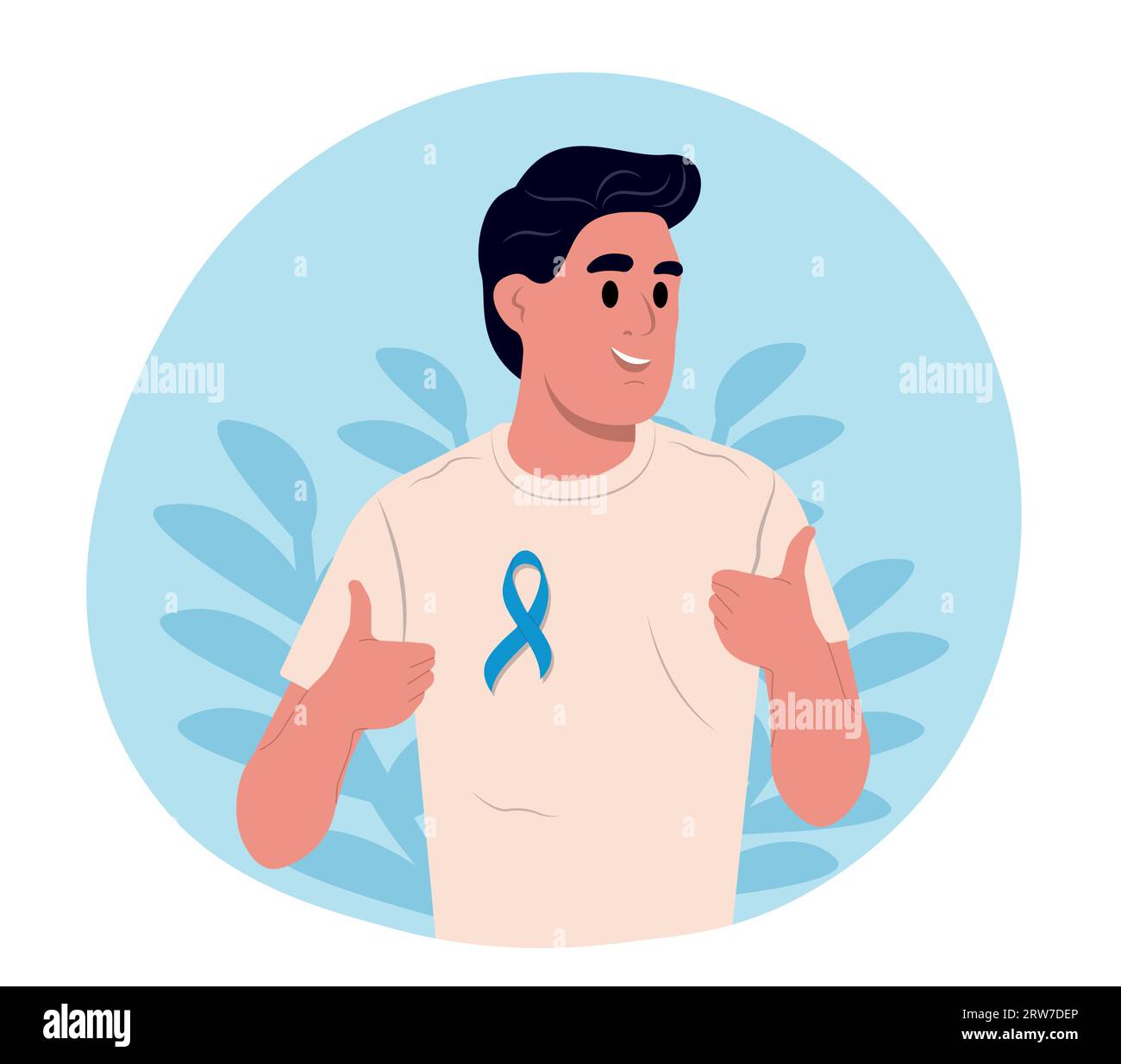 Prostate cancer awareness ribbon with. A man and a symbol of mens ...