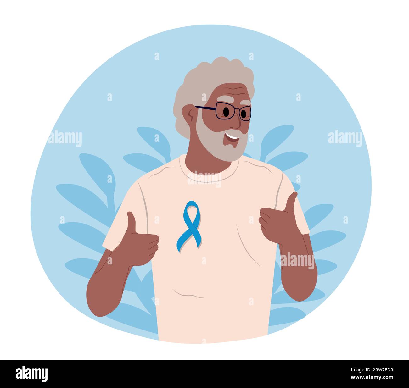 A black elderly man and a symbol of mens health. Prostate cancer ...