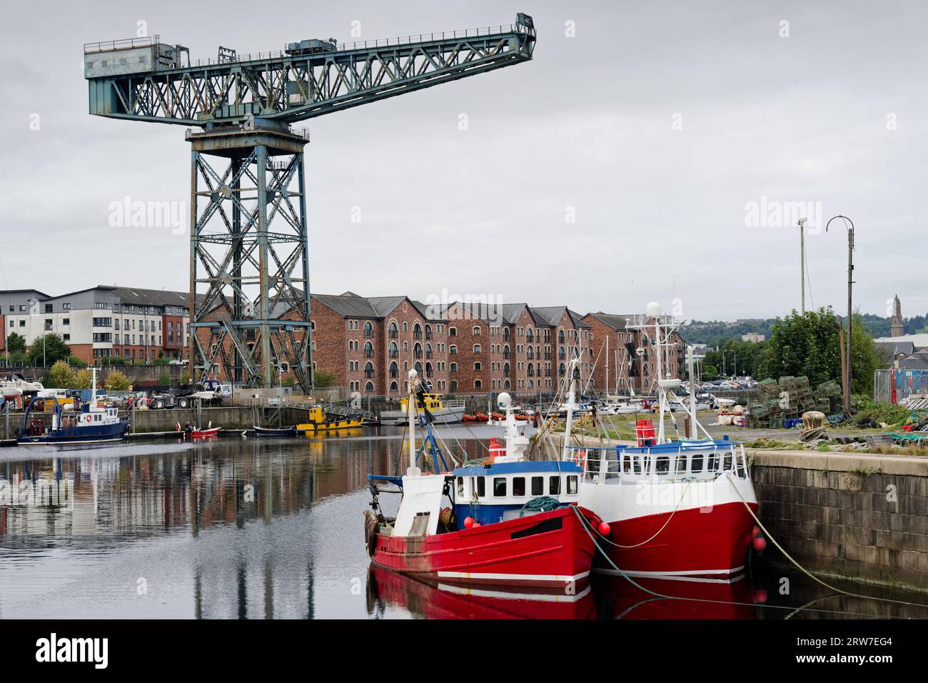 Crane in Port Glasgow at James Watt Dock Stock Photo - Alamy