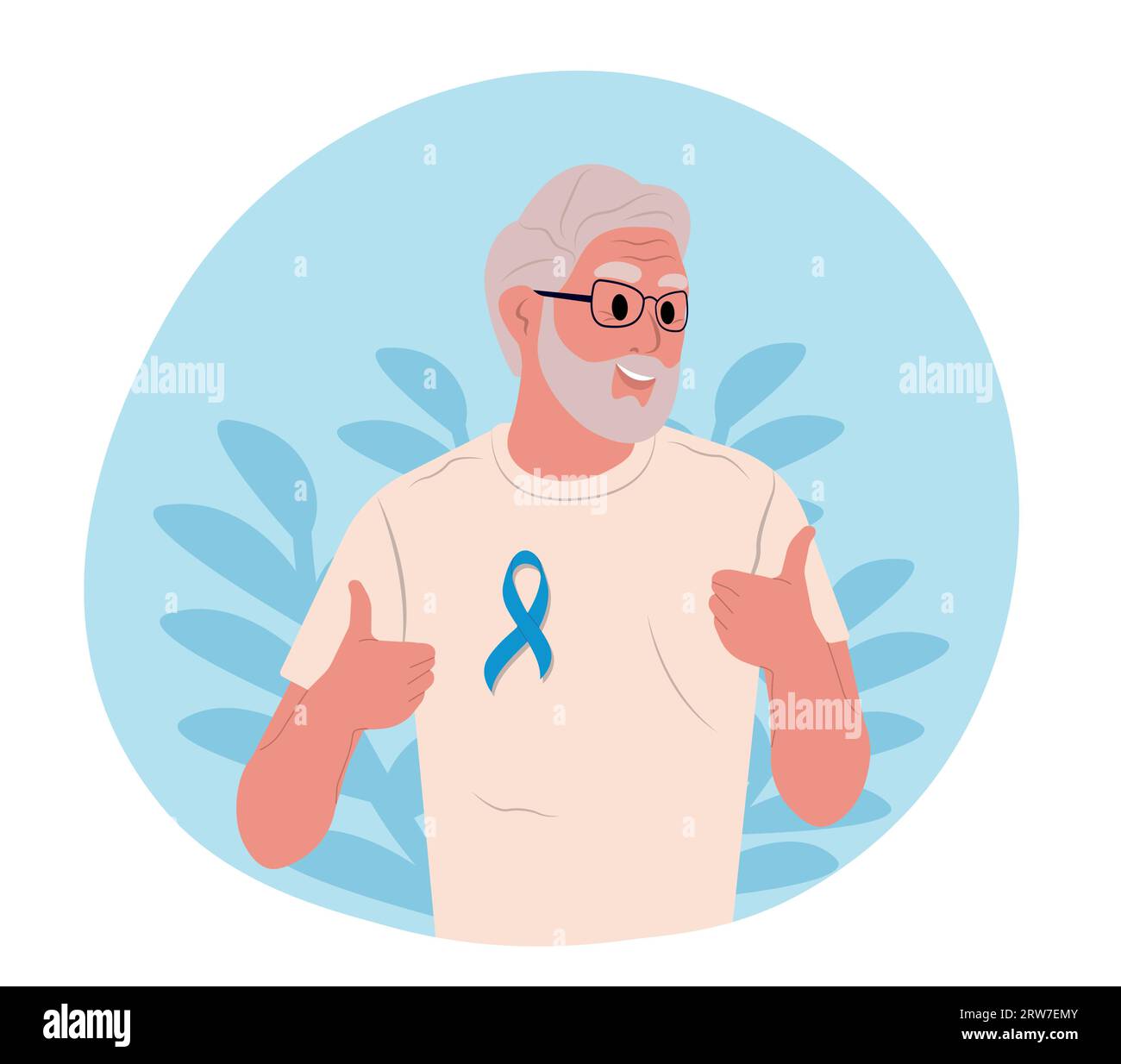 Prostate cancer awareness ribbon with. A man and a symbol of mens ...