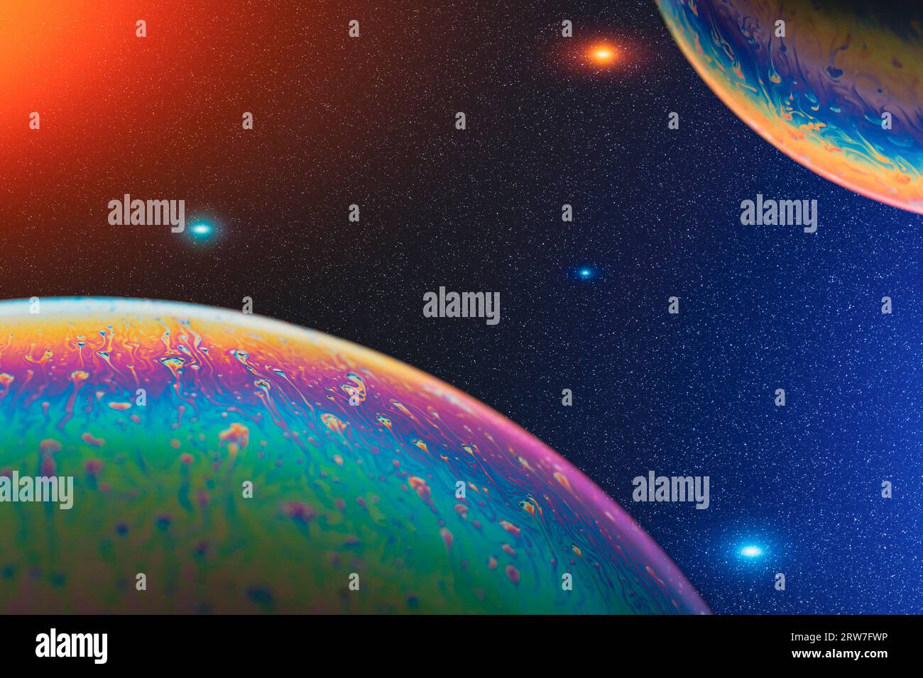Two bright planets in deep space with many stars Stock Photo - Alamy