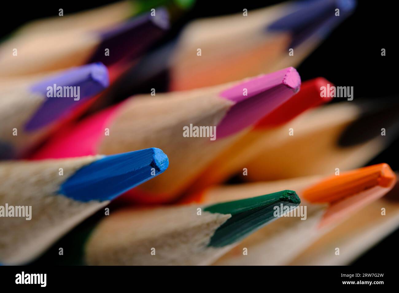 Set of colored pencils black background Stock Photo - Alamy