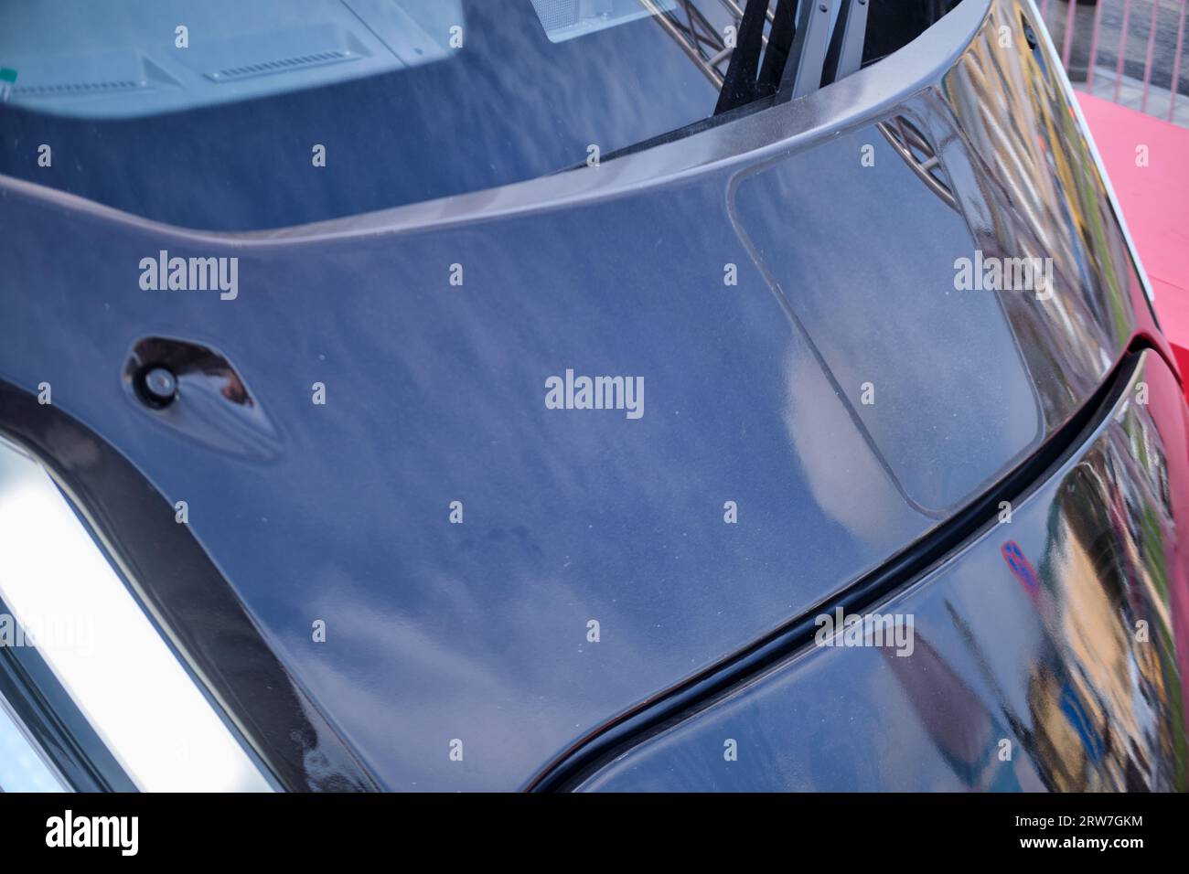 Detail of the front bumper of a modern train subway Stock Photo - Alamy