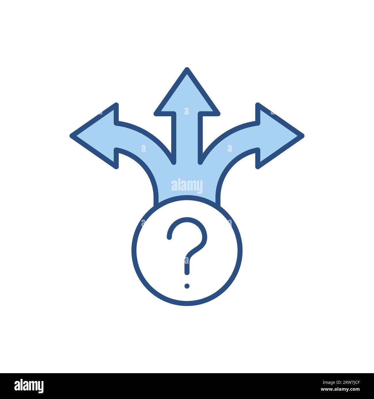 Three Way Direction Arrow Related Vector Icon Isolated On White