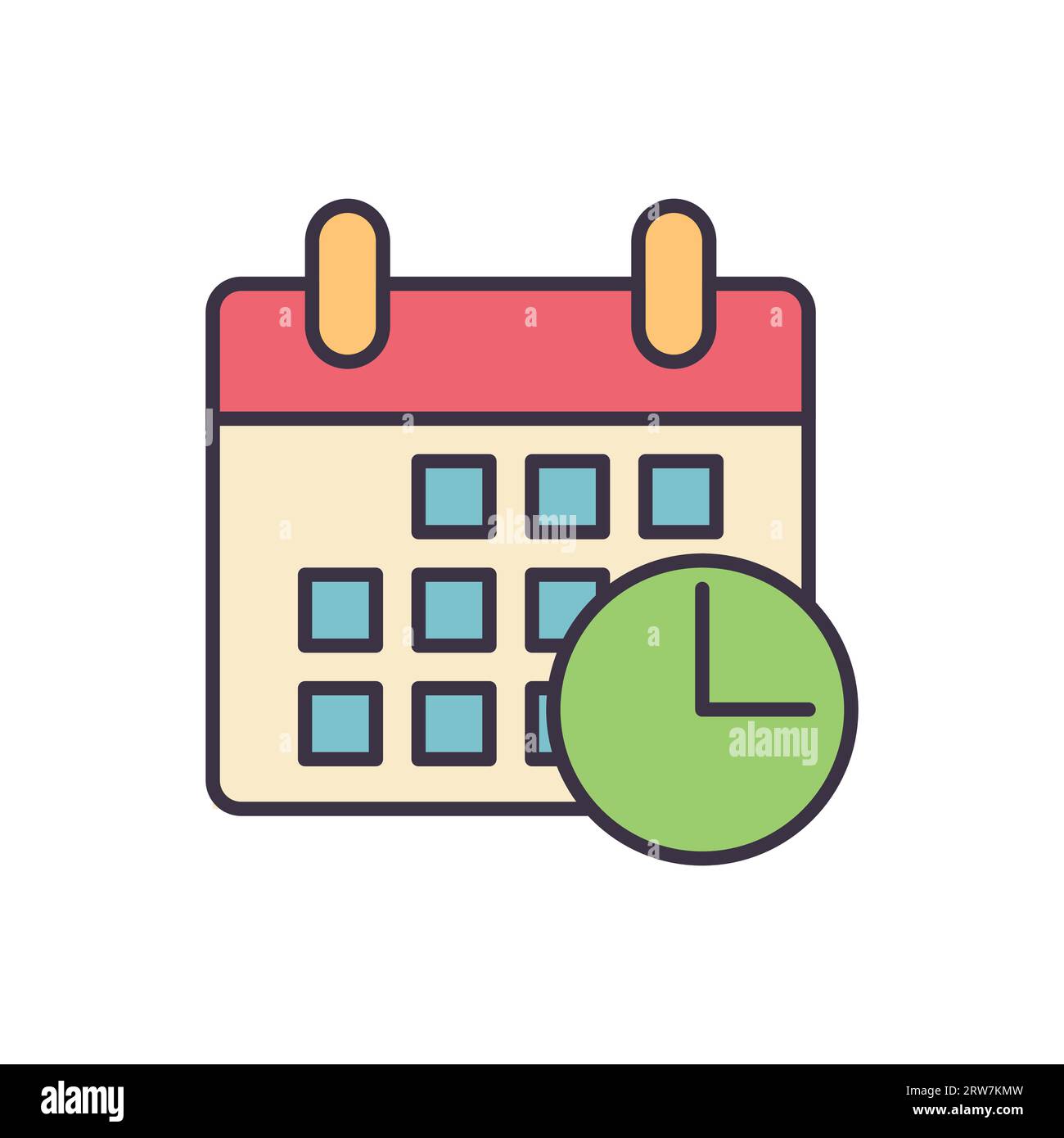 Calendar with Clock related vector icon. Isolated on white background ...