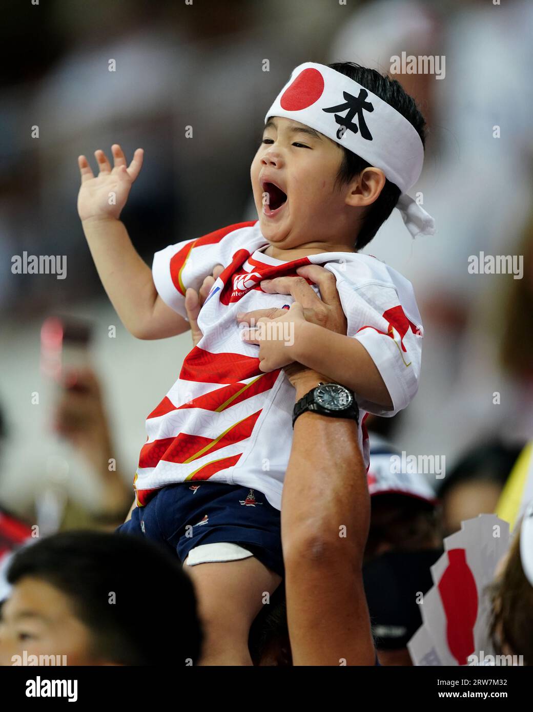 A young Japan fan looks on ahead of the Rugby World Cup 2023, Pool D ...