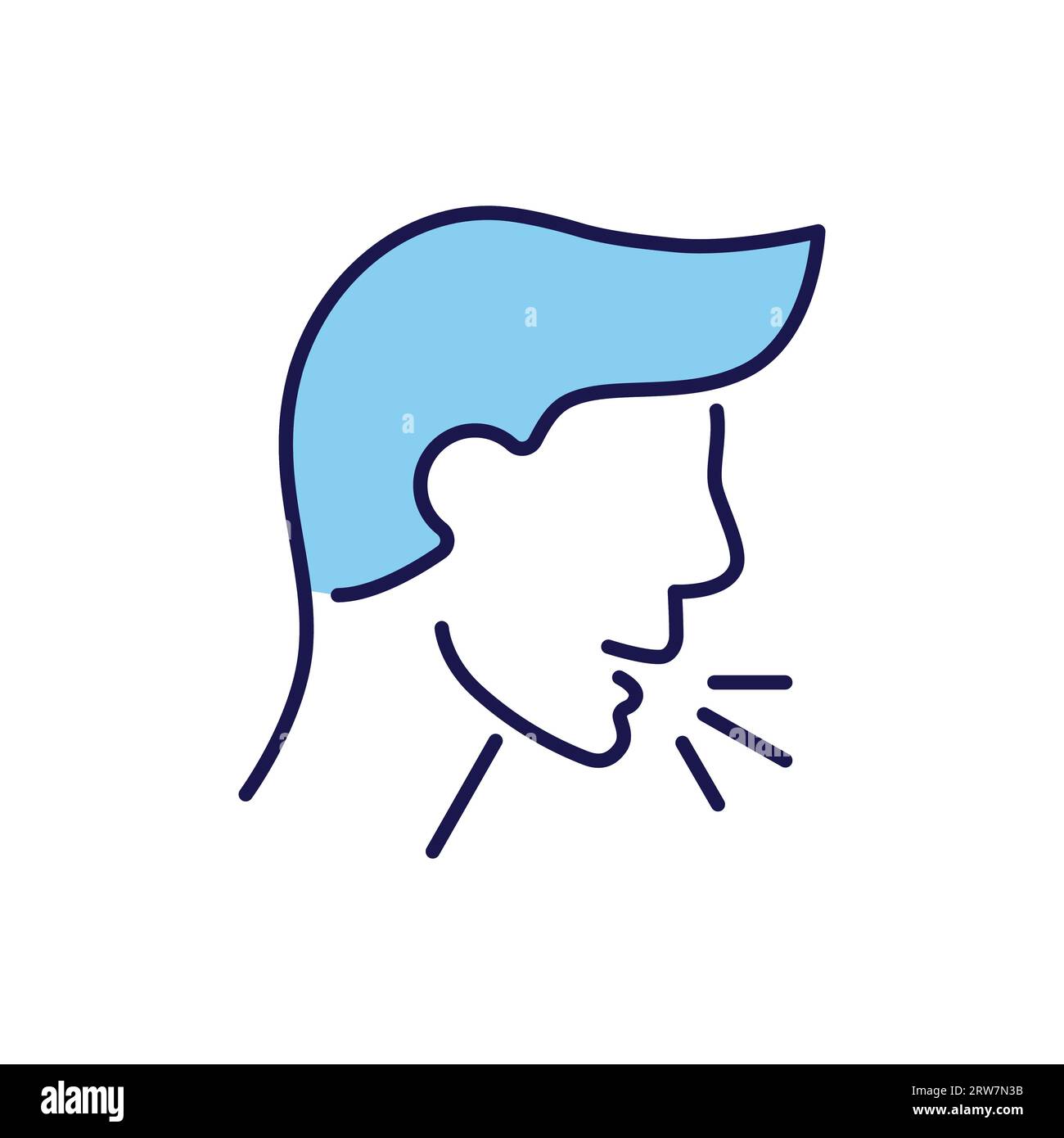 Cough related vector icon. Coughing man head. Cough sign. Isolated on ...