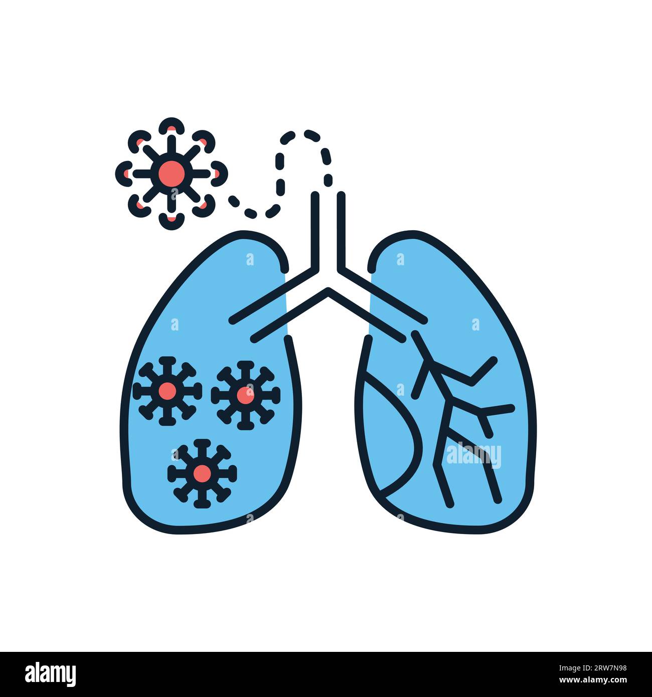 Lungs Infection related vector icon. Lungs with infection inside. Lungs ...