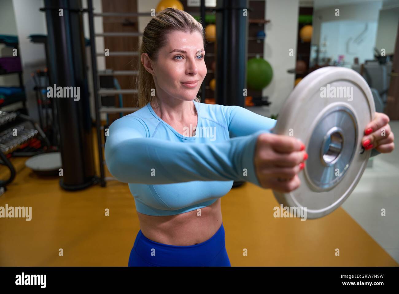 Sit up with disk gym hi-res stock photography and images - Alamy