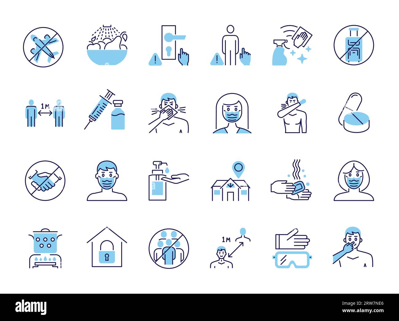 Coronavirus Prevention vector icons. Isolated on white background ...