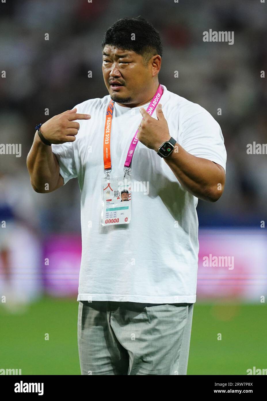Japan Coach, Shin Hasegawa, looks on ahead of the Rugby World Cup 2023 ...