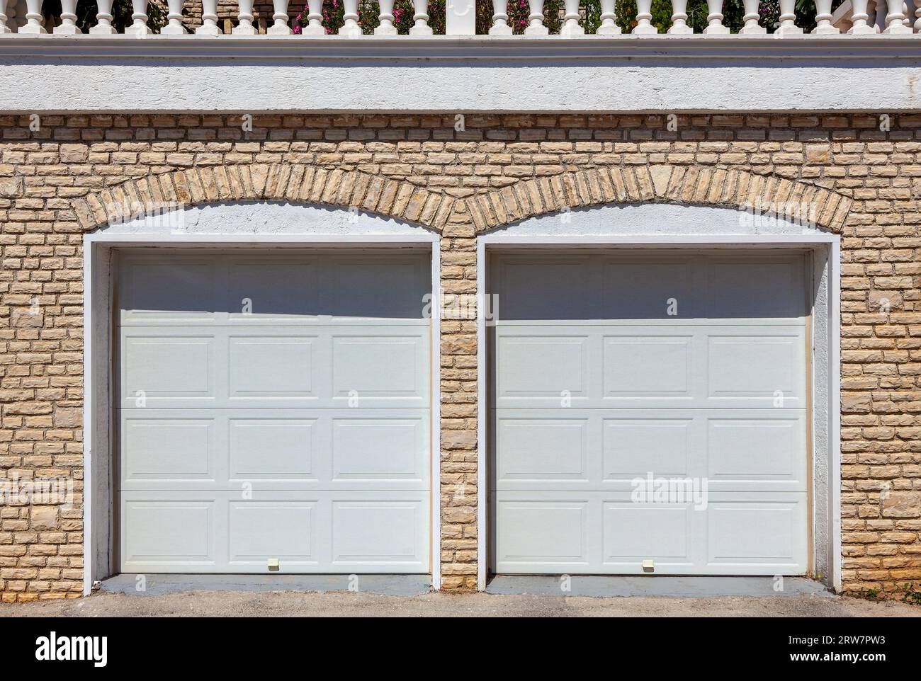 Garage for two cars in a large country house with a terrace Stock Photo ...
