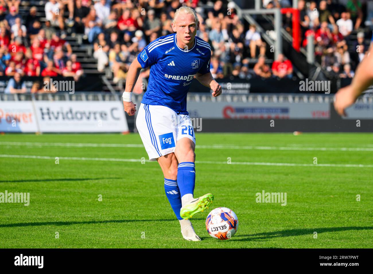 Hvidovre, Denmark. 17th Sep, 2023. Kolbeinn Finnsson (20) of Lyngby BK ...
