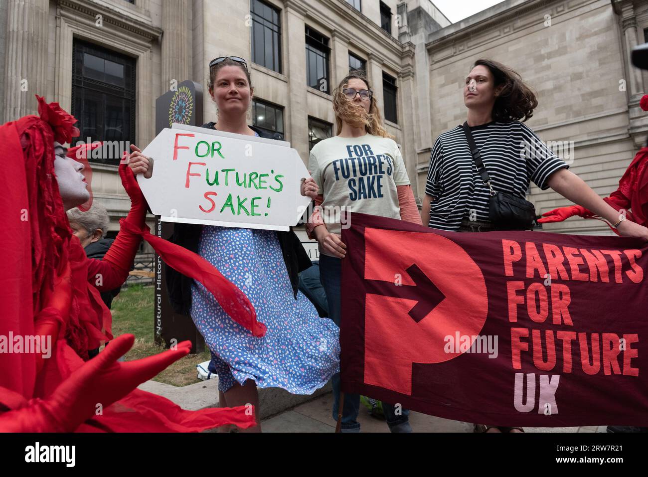 London, UK. 17 September, 2023. The Red Rebel Brigade activist mime ...