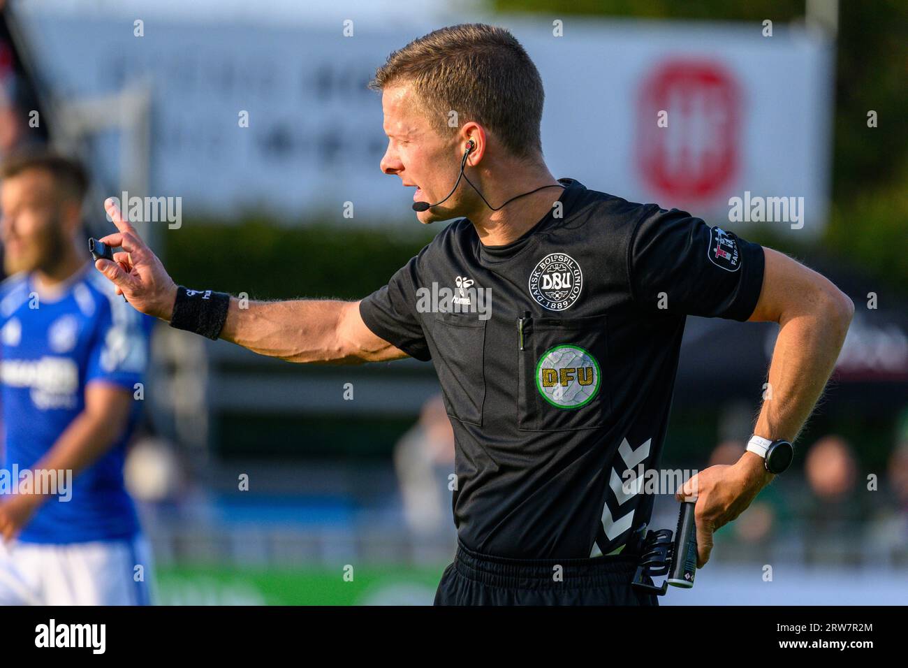 Hvidovre, Denmark. 17th Sep, 2023. Referee Jonas Hansen seen during the ...