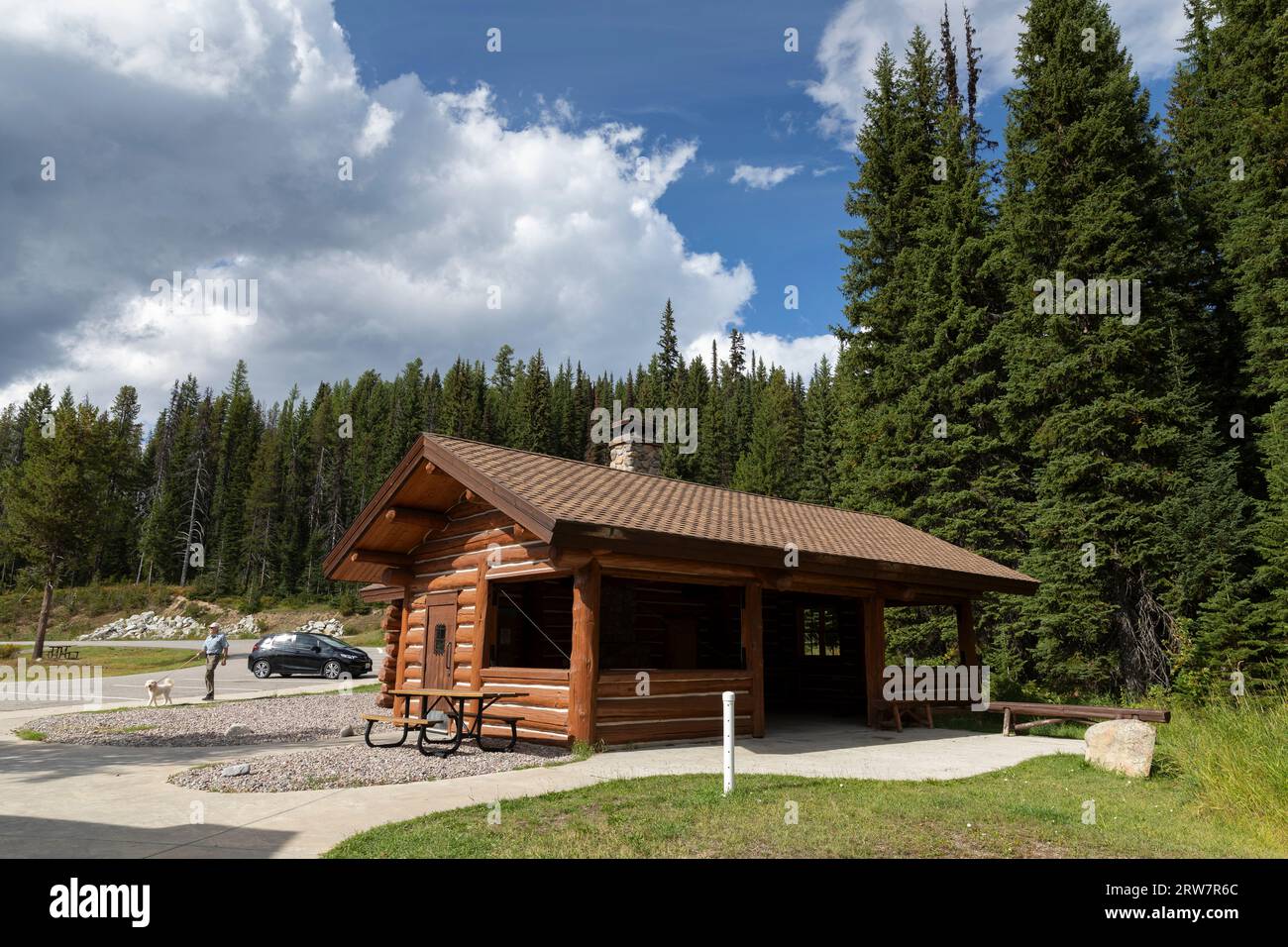 Rustic shelter at the Lolo Pass Visitor Center, Lolo Pass, Idaho Stock ...